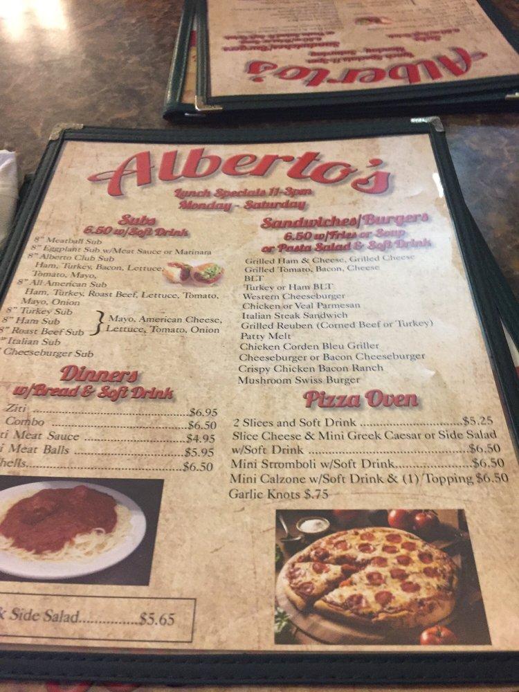 Menu at Alberto's Pizzeria Italian Restaurant Since 1956, Edgewater