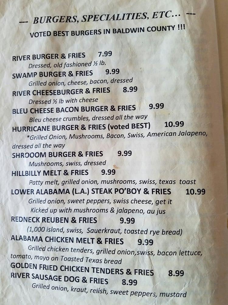 Menu at Fish River Grill restaurant, Gulf Shores