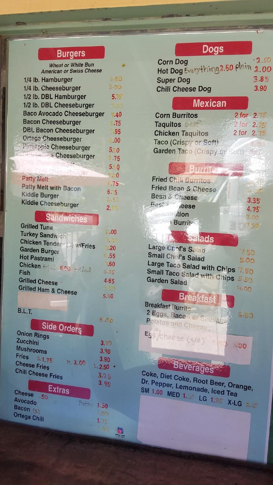 Menu at Jolly Kone restaurant, Ojai