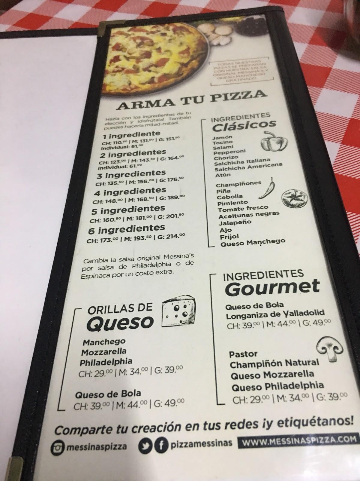 Carta del restaurante Messina’s, Progreso, C. 21 5