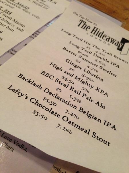 Menu at The Hideaway Lounge pub & bar, Easthampton