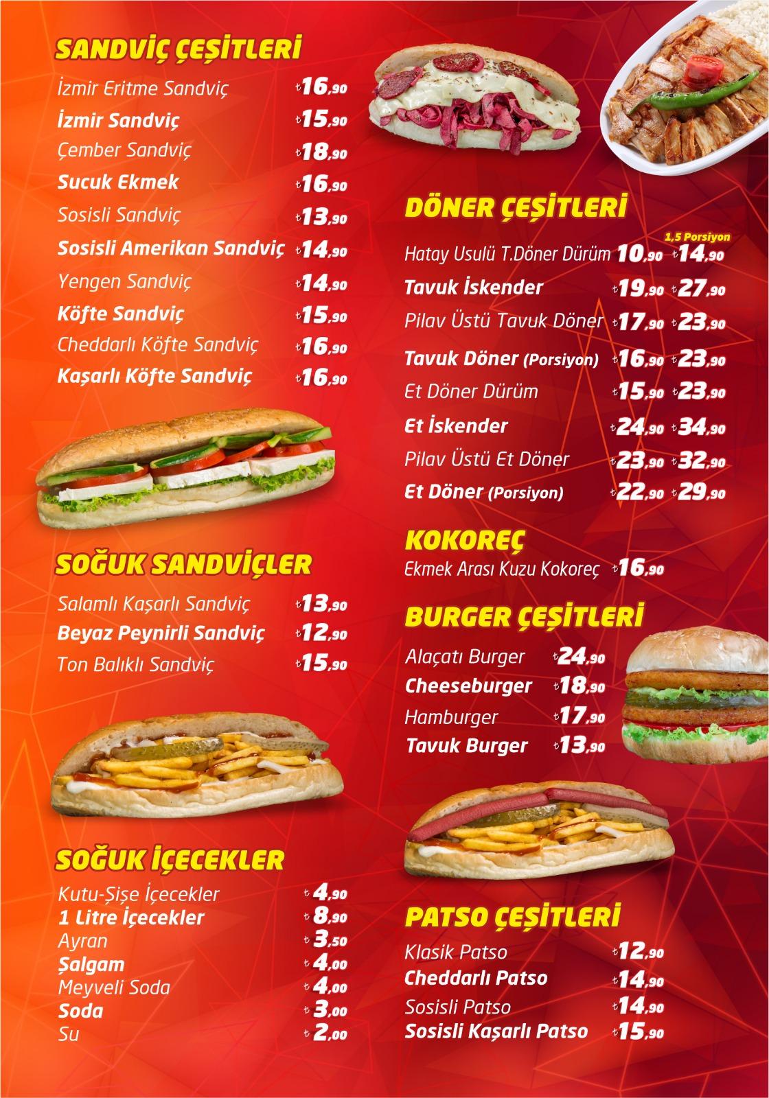 Menu at ALAÇATI BÜFE, Turkey