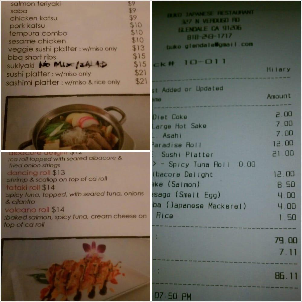 Menu at Buko Restaurant, Glendale