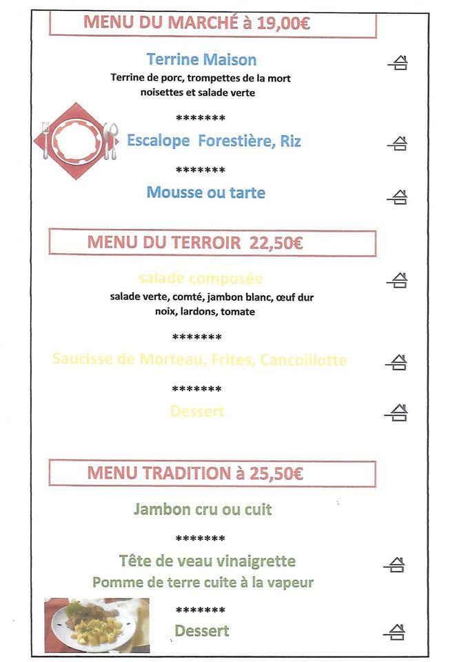 Menu au Hôtel Restaurant Le Bambi, Baume-les-Dames