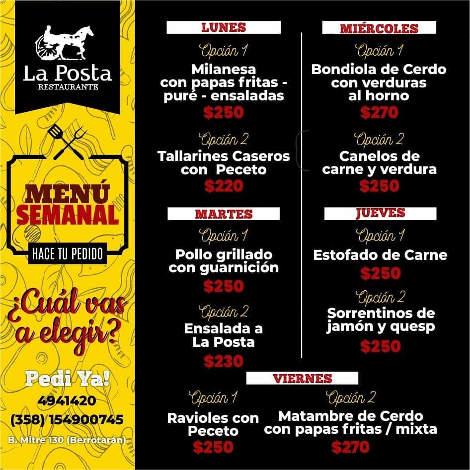 Menu at La Posta Restaurante, Berrotarán