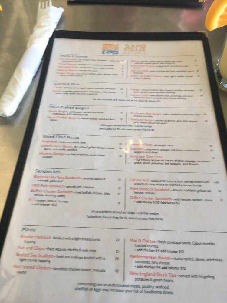 Menu at Sand Dollar Bar & Grille, York