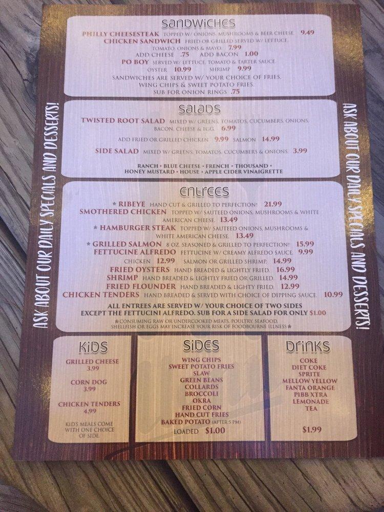Menu at Twisted Roots Bar and Grill, Lexington