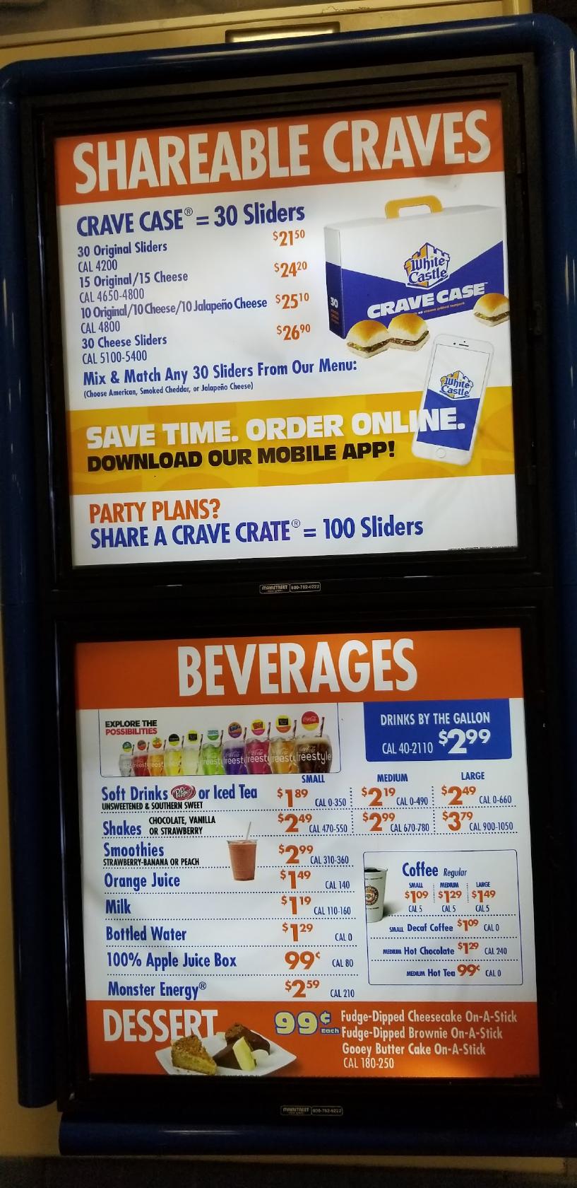Menu at White Castle fast food, Oak Lawn, S Cicero Ave