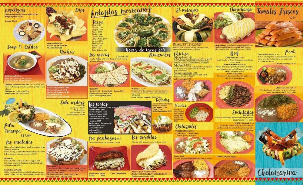 Carta de El Tenampa Mexican Restaurant y Tienda, San Luis