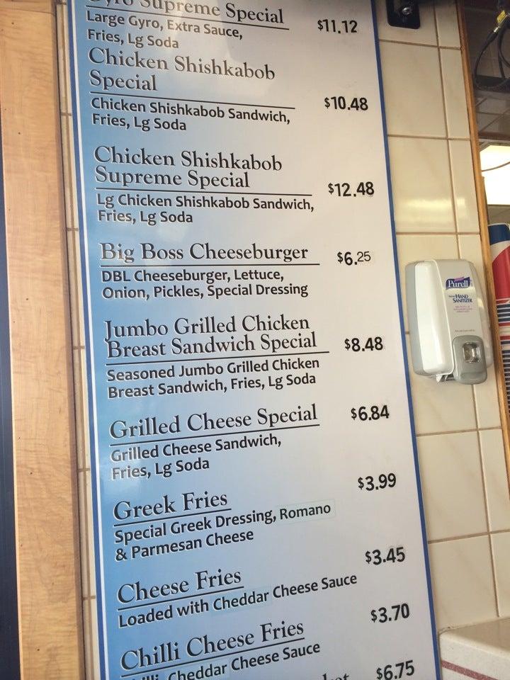 Menu at Golden Gyros restaurant, Milwaukee