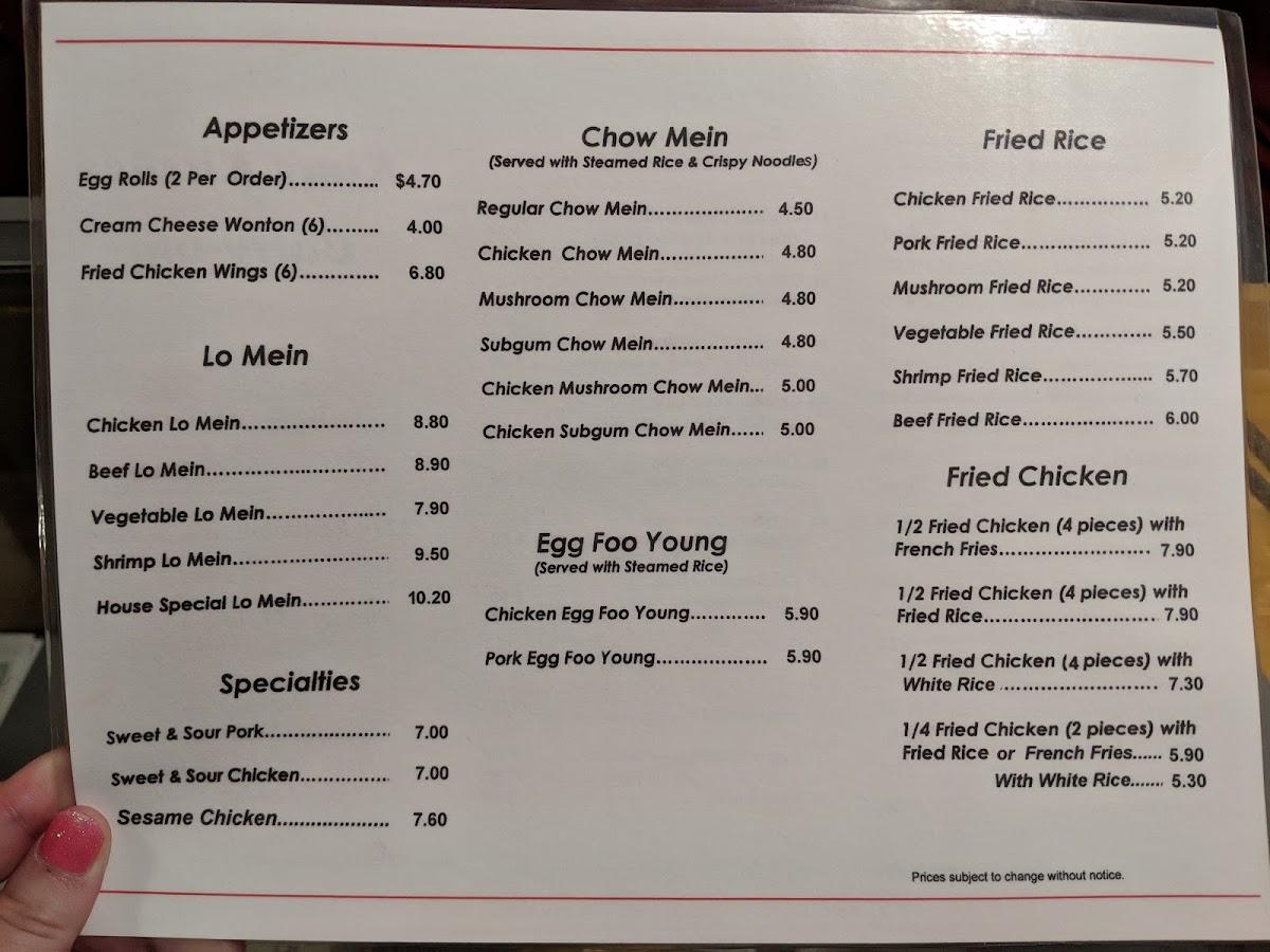 Menu at Kim's Kitchen restaurant, Saint Paul