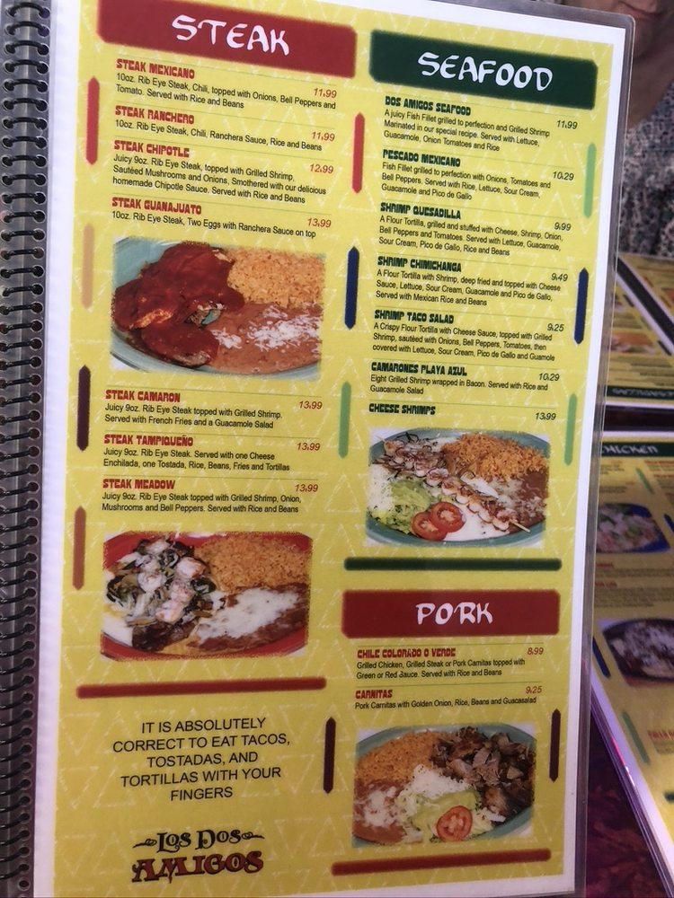 Menu at Los Dos Amigos restaurant, Miami