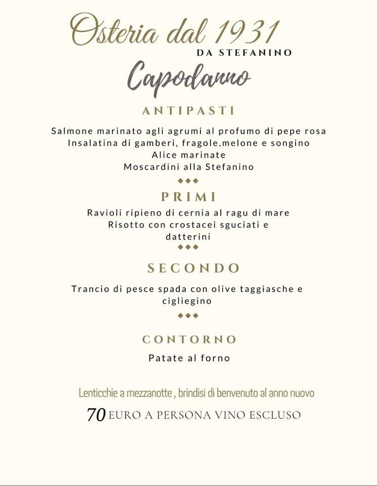Menu at Osteria dal 1931 restaurant, Rome