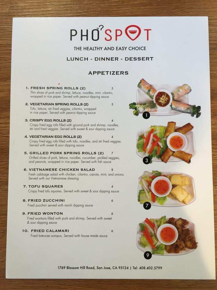 Menu at Pho Spot restaurant, San Jose, Blossom Hill Rd