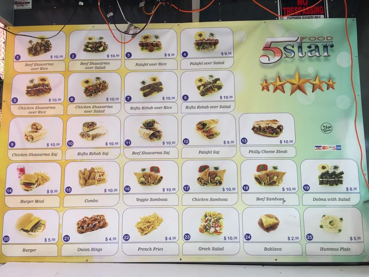 Carta del restaurante 5 Star Food, Portland