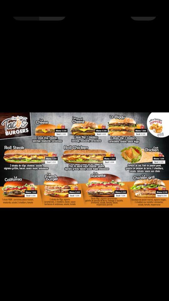 Menu at French Tacos restaurant, Lorient