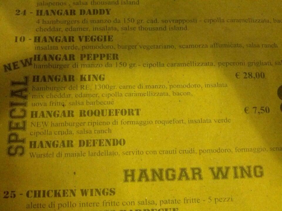 Menu at Hangar Burger restaurant, Osnago