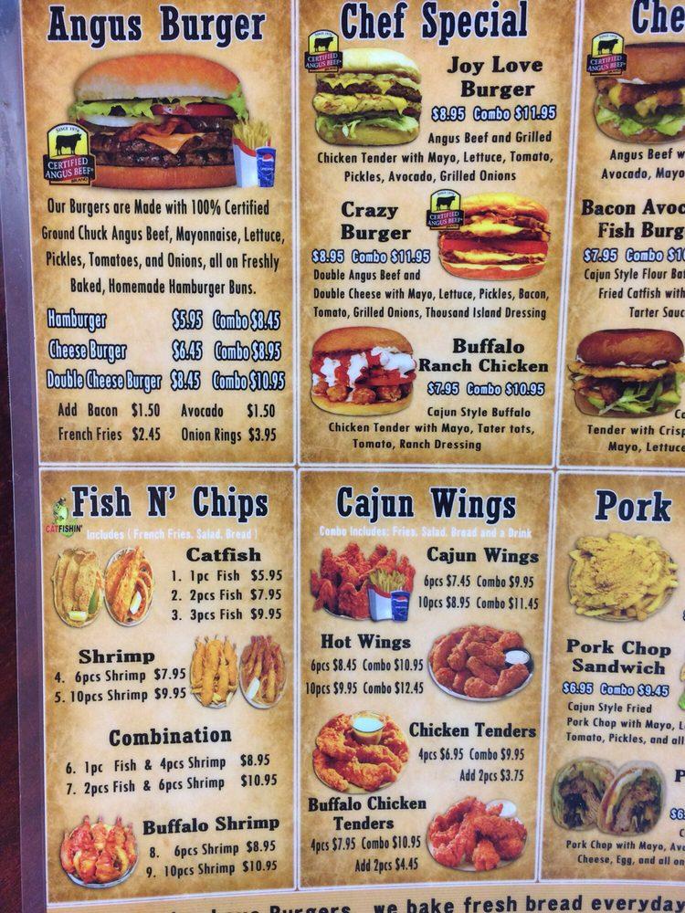 Menu at Joy Love Burgers restaurant, Houston, N Mason Rd