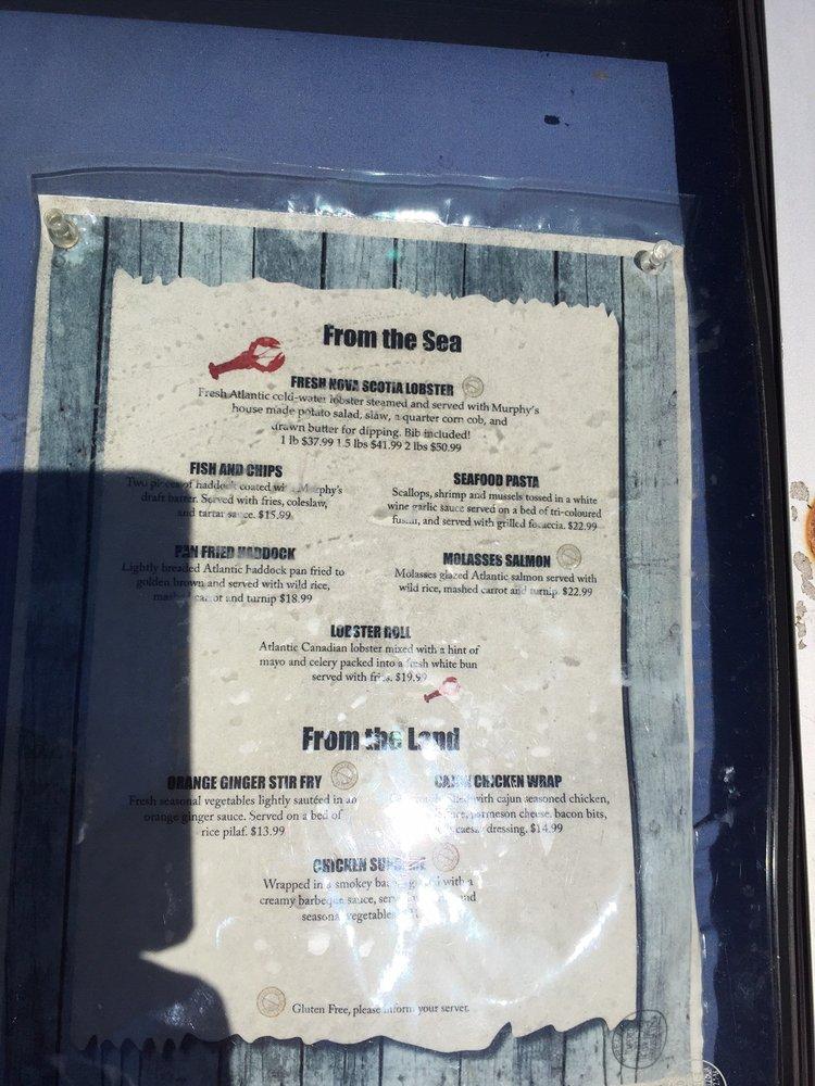 Menu at Murphy's Restaurant & Patio, Halifax