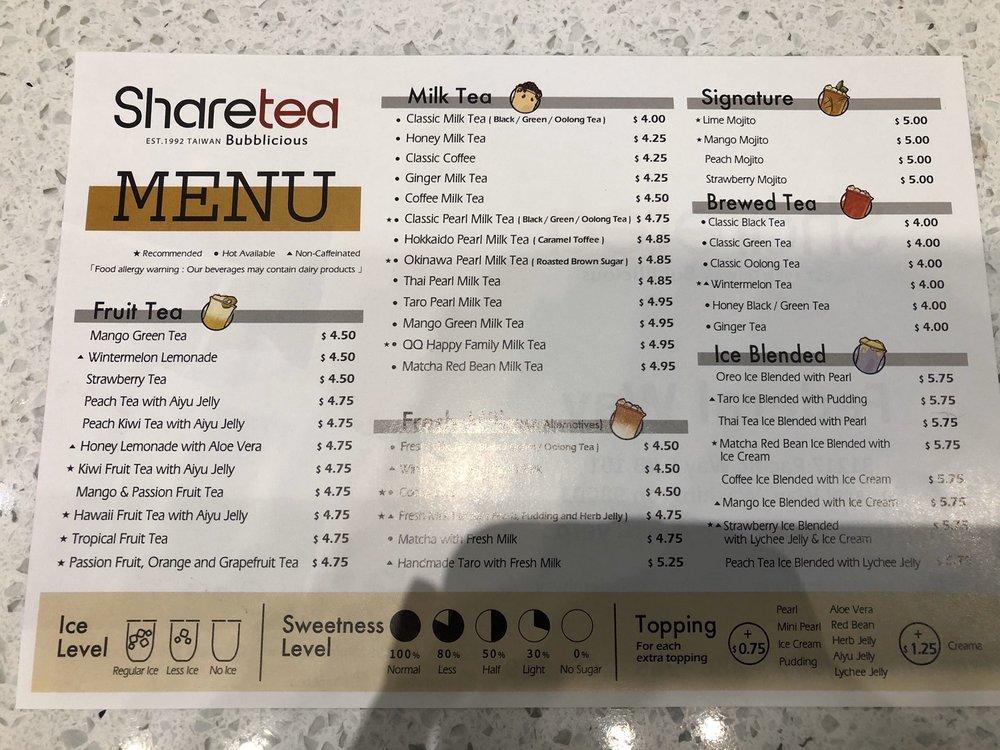 Menu at Sharetea pub & bar, Federal Way