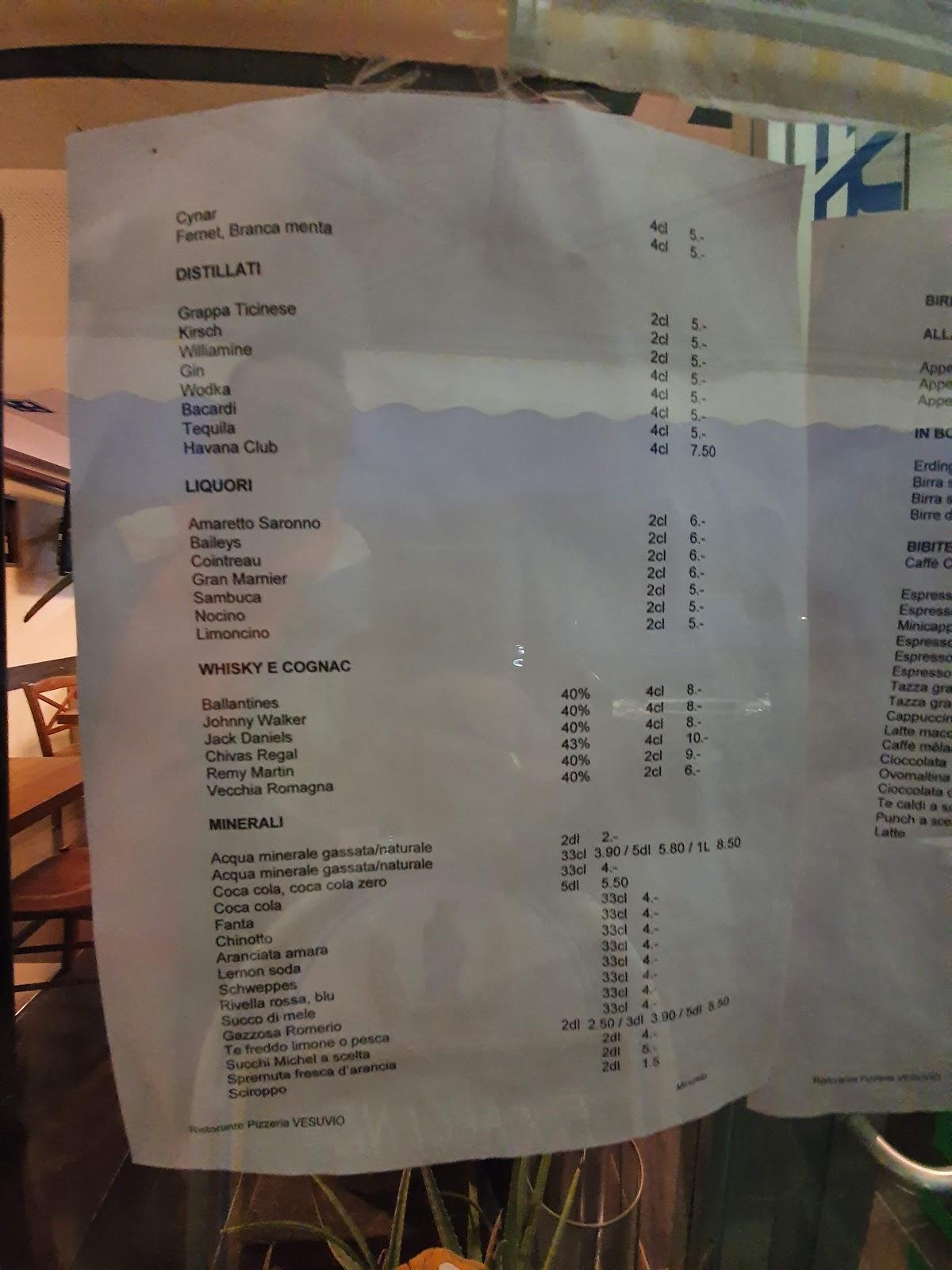 Menu da Pizzeria Vesuvio da Antonio - Pizza Verace, Minusio