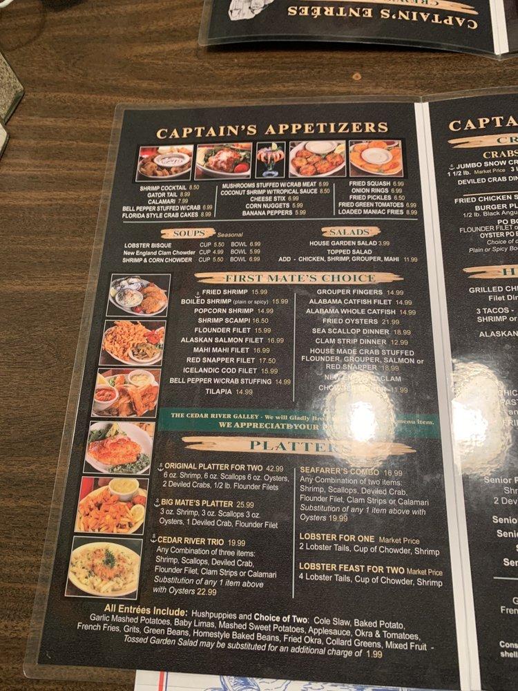 Menu at Cedar River Seafood restaurant, Leesburg, US-441 #4010