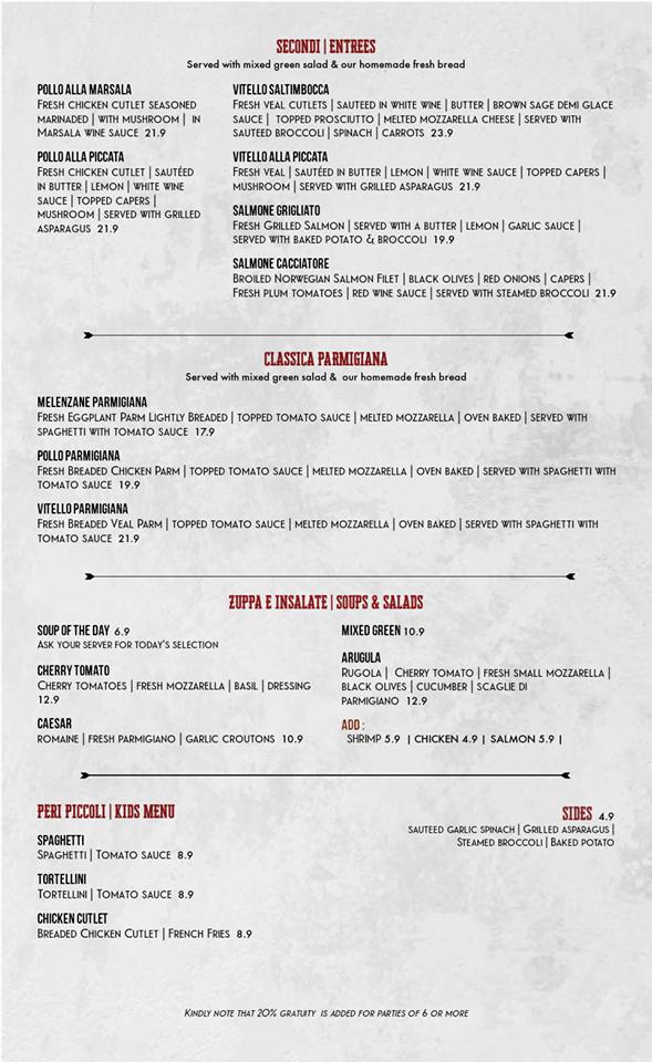 Menu at Da Pollani’s pizzeria, Largo
