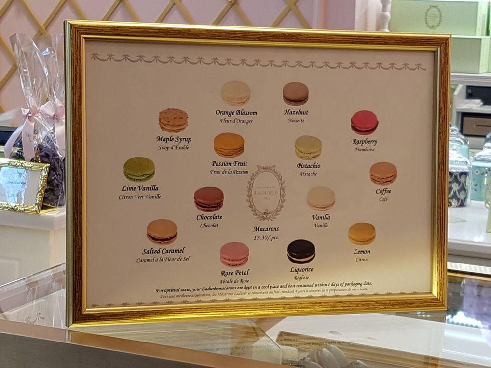 Menu at Laduree Paris desserts, Toronto, Yorkdale Rd