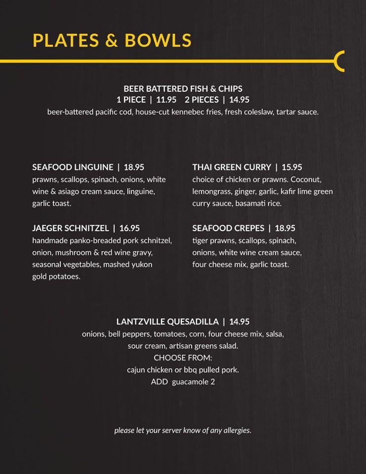 Menu at Lantzville Pub, Lantzville