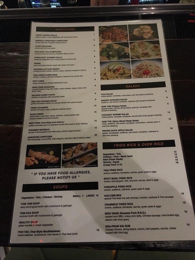 Menu at Thai 72 pub & bar, West New York
