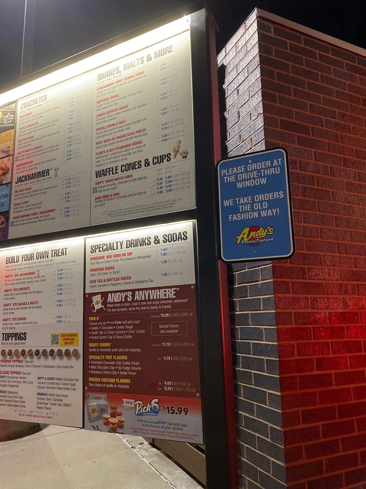 Menu at Andy's Frozen Custard desserts, Tulsa, E 102nd St S