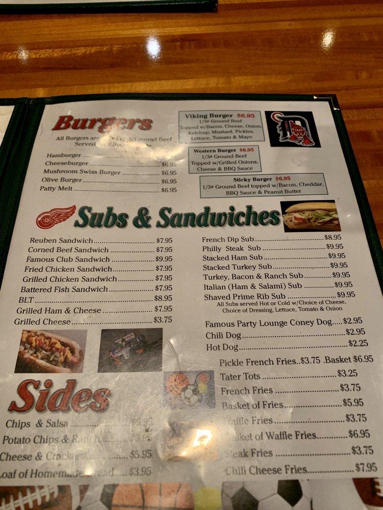 Menu at Cadillac Party Lounge pub & bar, Cadillac