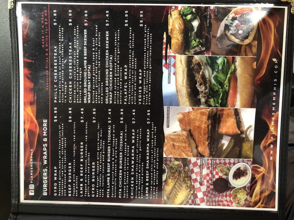 Menu at Flames Mediterranean & Grill restaurant, Memphis