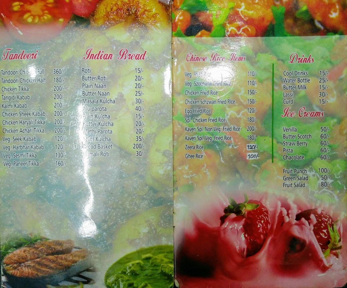 Menu at Kaveri multi cuisine restaurant, Nandigama