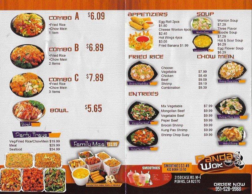 Menu at Panda Wok restaurant, Perris