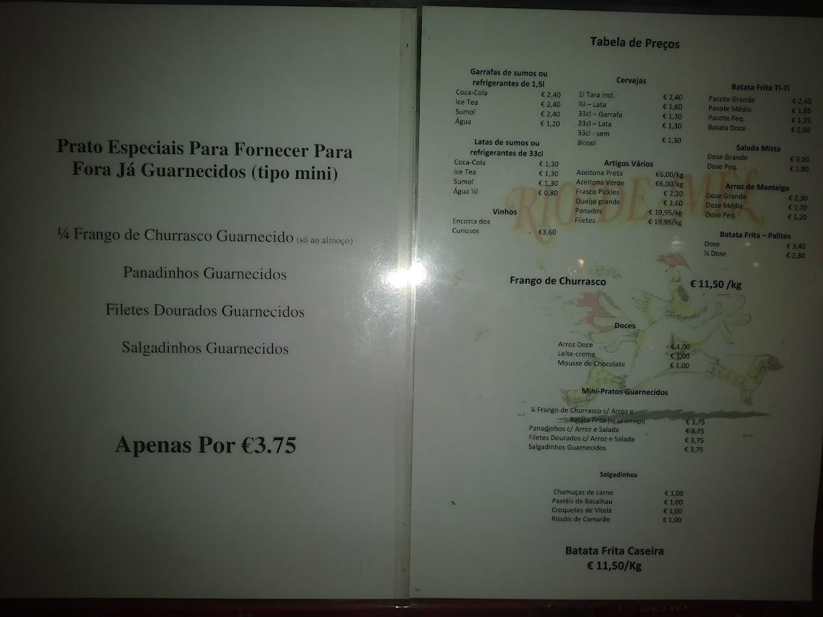 Menu at Rio de Mel steakhouse, Lisbon, Av. da Igreja 25D