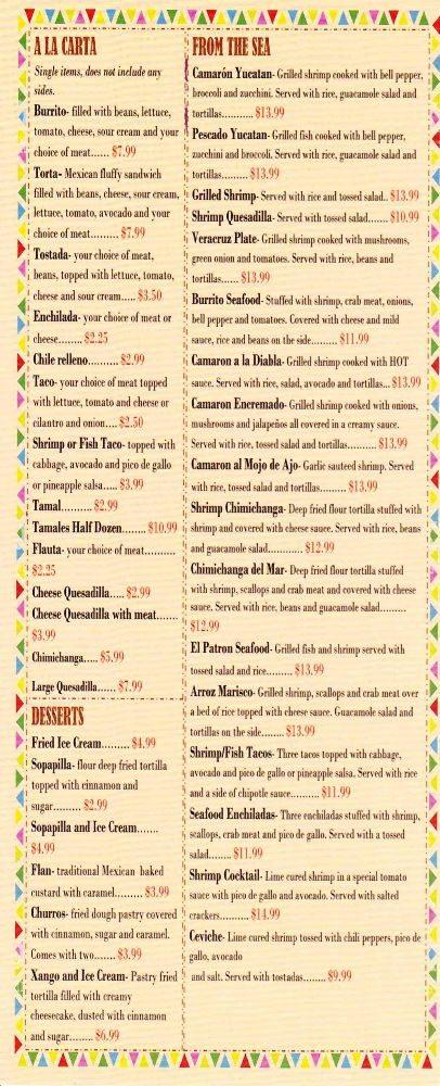 Menu at El Patrón Mexican Kitchen II restaurant, Wilmington