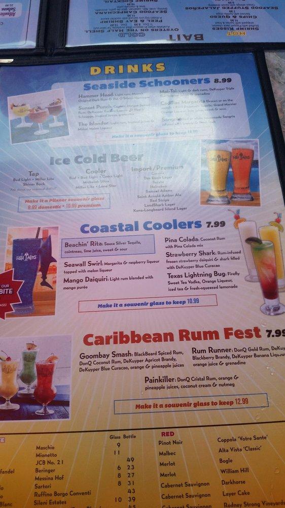 Menu at Fish Tales restaurant, Galveston