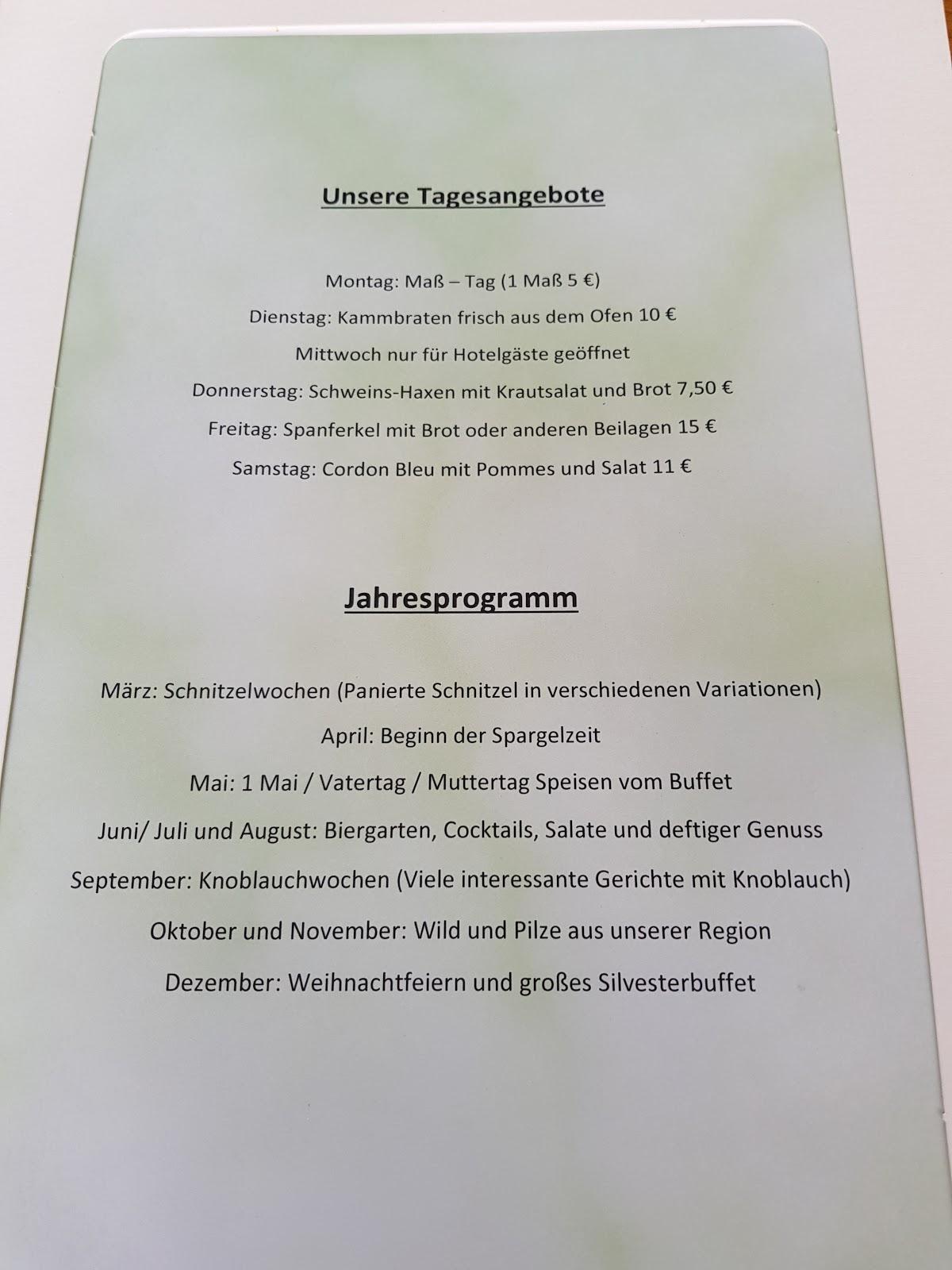 Speisekarte von Grüner Baum restaurant, Külsheim, Rüdentaler Str. 12