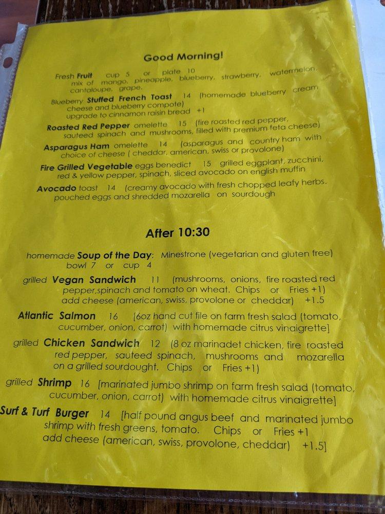Menu at Honey's Farm Fresh Gourmet Kitchen restaurant, Ocean View