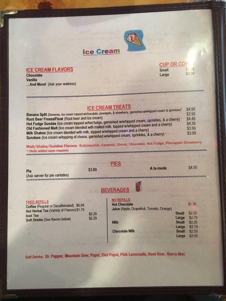 Menu at June's Cafe, Heber-Overgaard