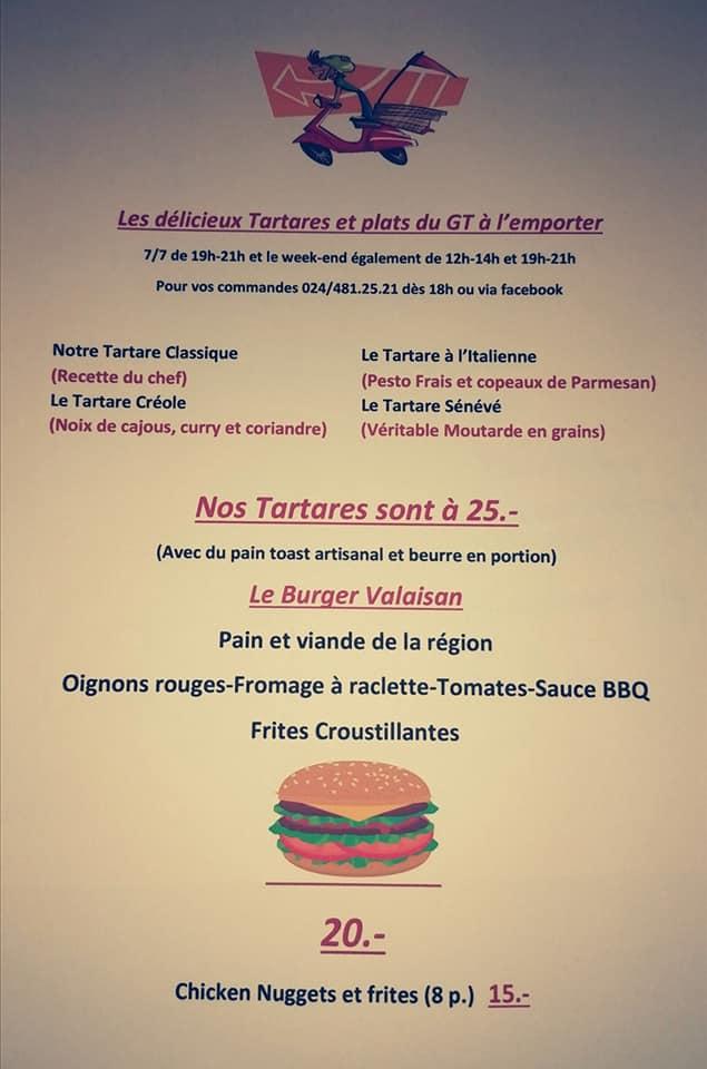 Menu at Le GT, Port-Valais, Rte Cantonale 51