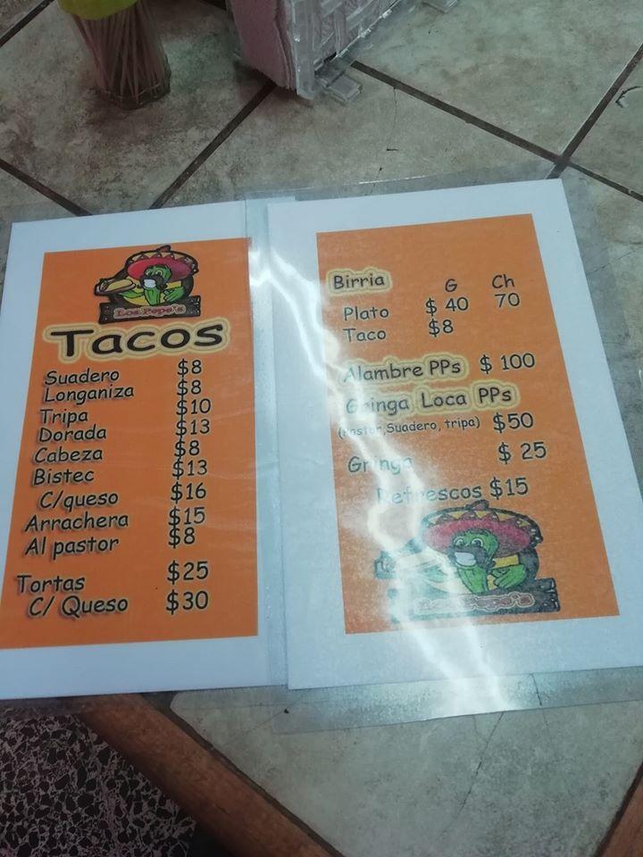 Menu at Los Tacos restaurant, Mexico City, Colonia el tejocote