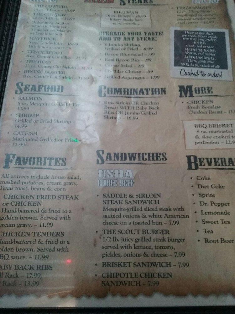 Menu at Parker Brothers Traildust Steakhouse, Sanger