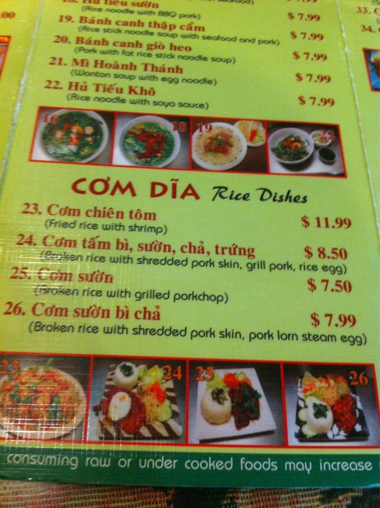 Menu at Que Huong Restaurant, Madison Heights