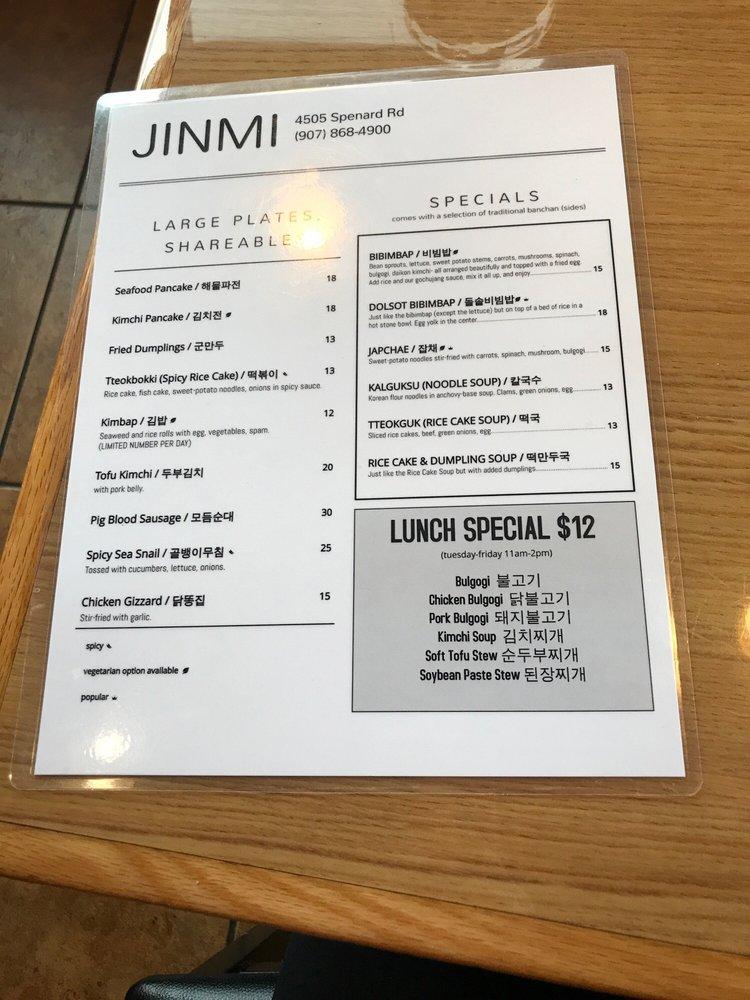 Menu at Jinmi Korean Restaurant, Anchorage, Spenard Rd Suite A