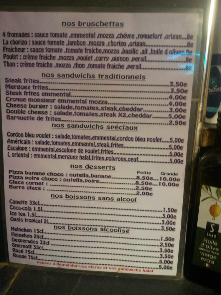 Menu at La Pizzaiola pizzeria, La Valette-du-Var, 2 Rue des Remparts