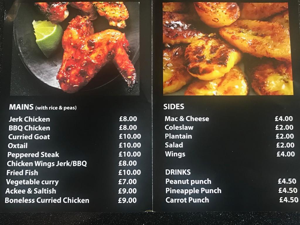 Menu at Max's Caribbean Kitchen restaurant, Dartford, The Hill Hub