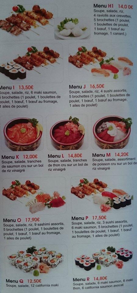 Menu at Sushi Osakaya restaurant, Évreux