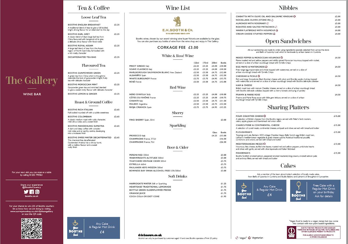 Menu at The Gallery Wine Bar, Lytham Saint Annes, Haven Rd